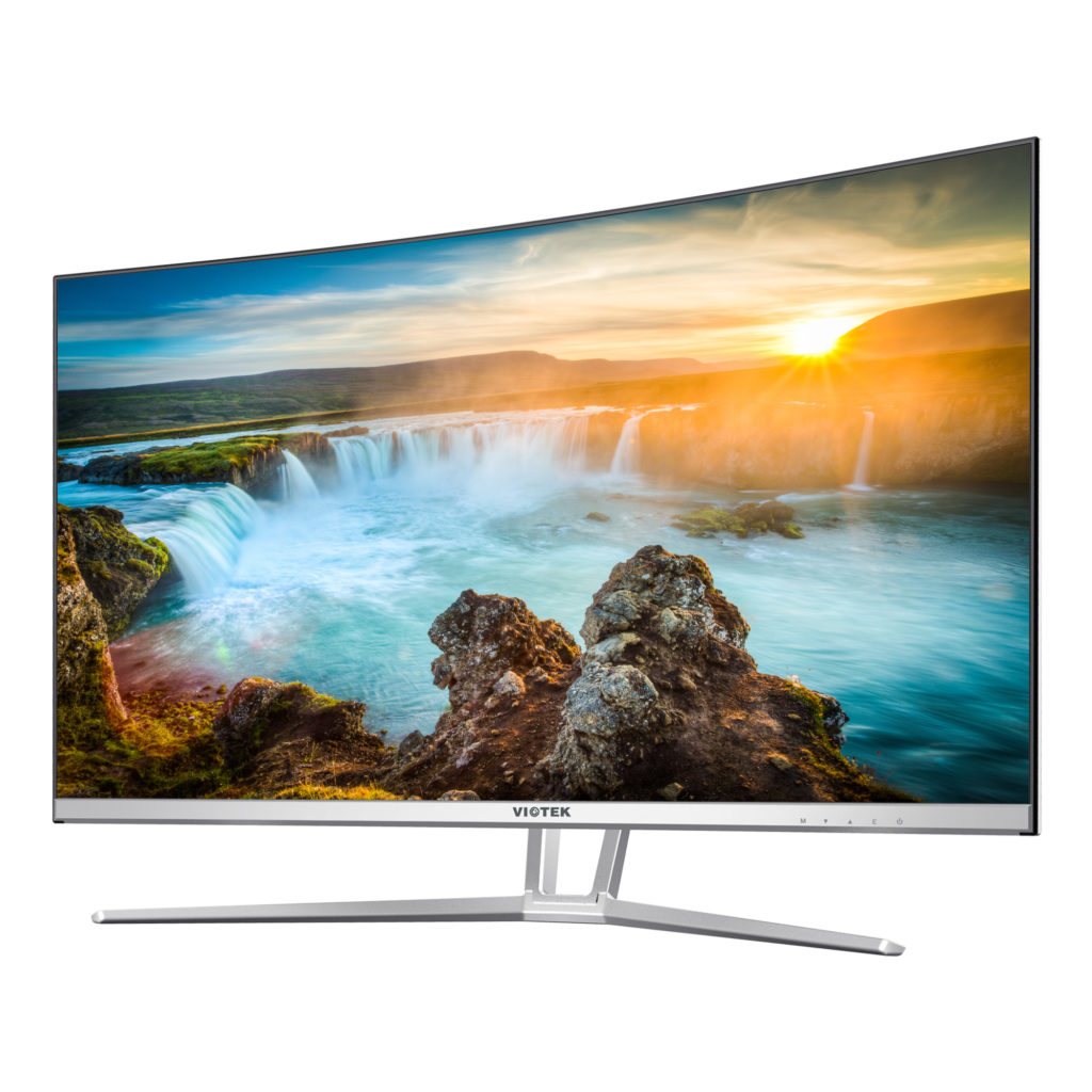 Curved Monitor: VIOTEK NB32CW 32” 1080P Bezel-less Monitor (White) - Viotek
